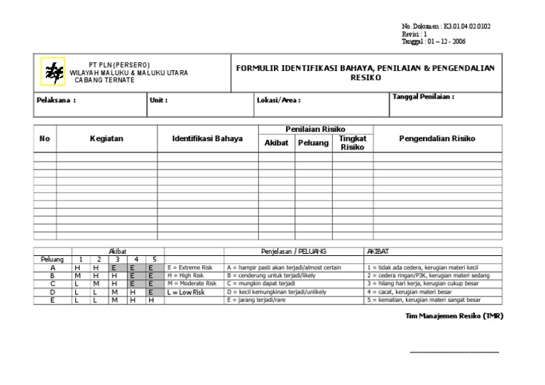 Form Identifikasi Bahaya Dan Penilaian Risiko - Ok | PDF