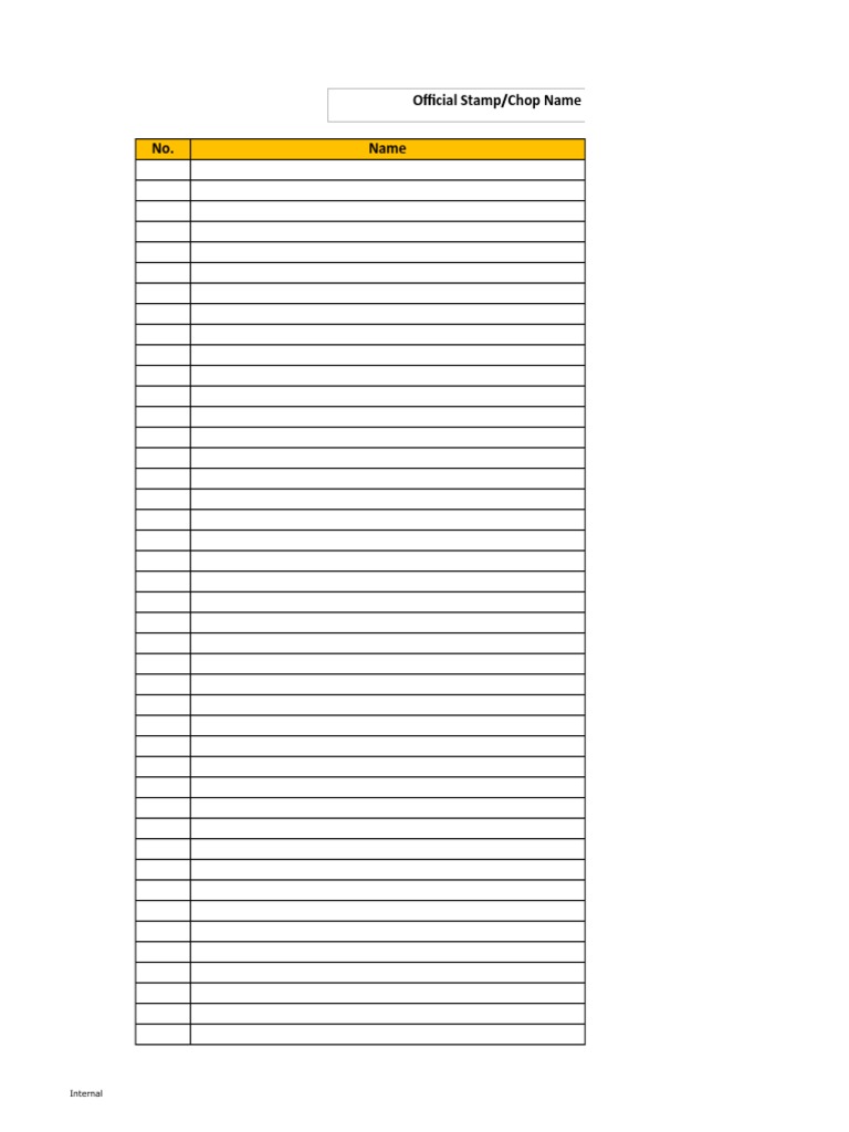 Official Stamp Chop Name List