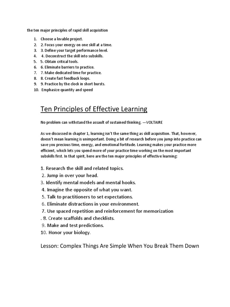 The Ten Major Principles of Rapid Skill Acquisition | PDF ...