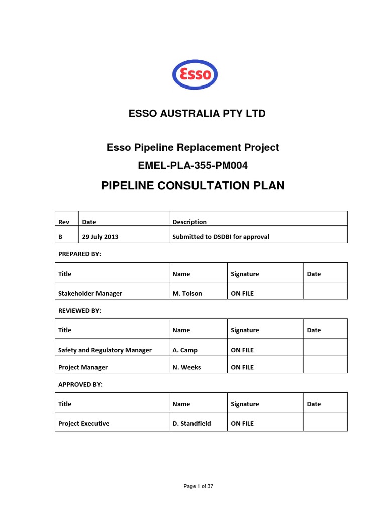 Esso Pipeline Consultation Plan | PDF | Natural Gas | Pipeline Transport