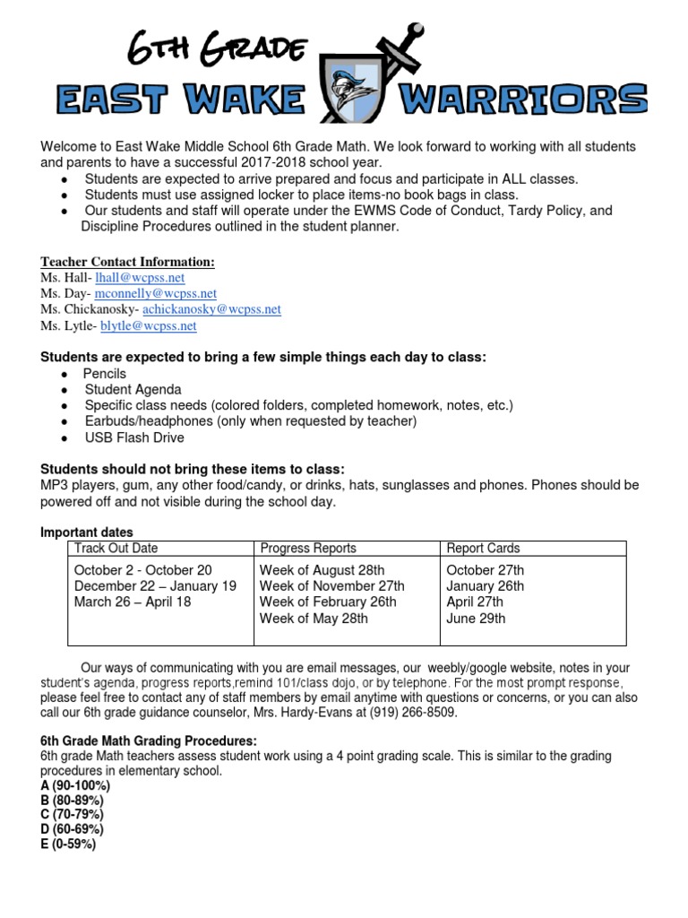 6th Grade Math Parent Letter | PDF | Homework | Schools