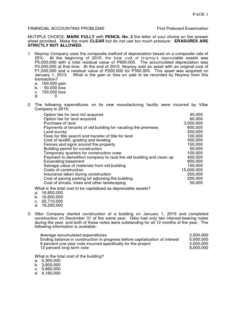 P1-PB. Sample Preboard Exam PDF | PDF