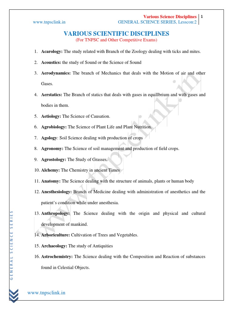 Science Disciplines A-C | PDF | Life | Biology