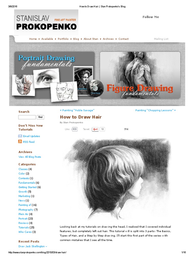 How To Draw Hair - Stan Prokopenko's Blog | PDF | Hair | Shape