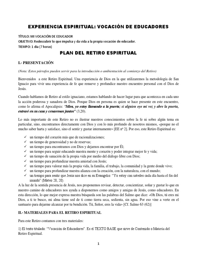 Retiro Espiritual | PDF | Oración | Amor