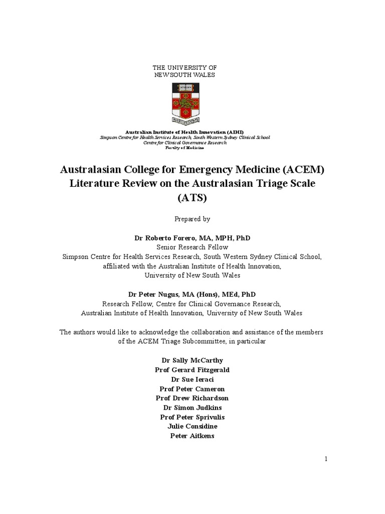 Australasian College For Emergency Medicine Acem Pdf Pdf Science
