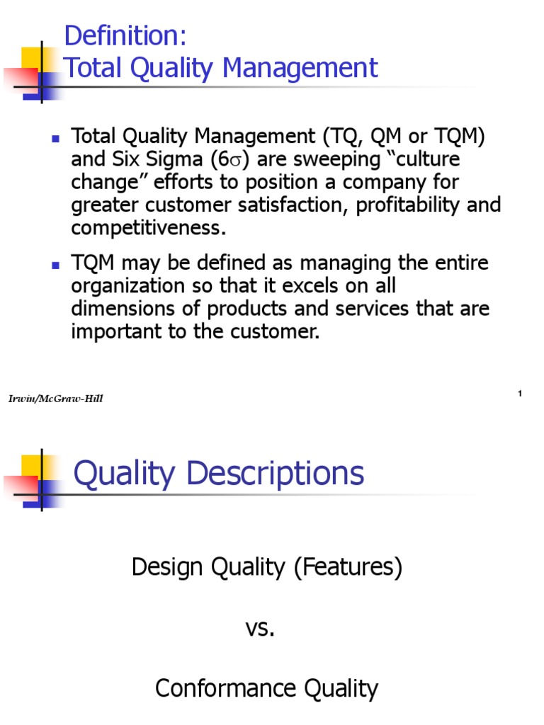Definition: Total Quality Management: Irwin/Mcgraw-Hill | PDF | Six ...