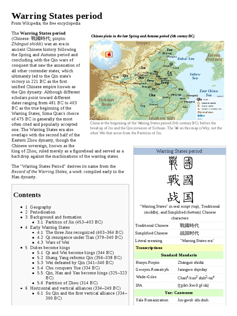 Warring States Period | China | International Politics