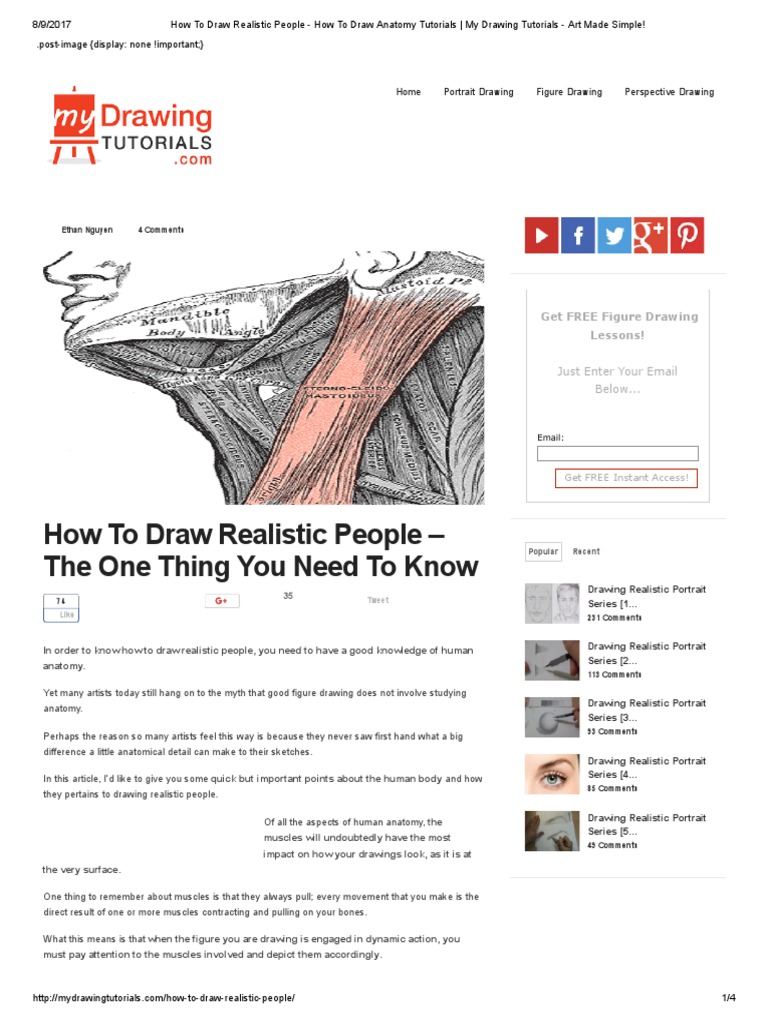 How To Draw Realistic People - How To Draw Anatomy Tutorials - My ...