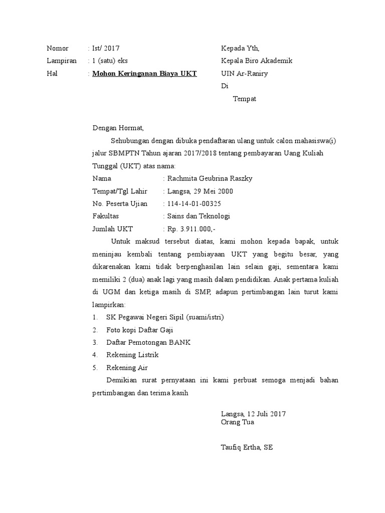 Surat UKT | PDF