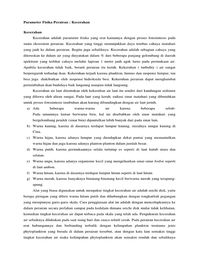 Parameter Fisika Perairan (Cahaya) | PDF