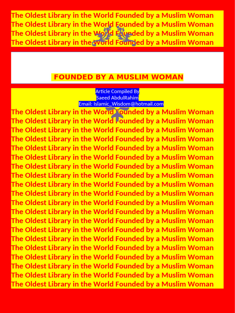 The Oldest Library in The World - Qarawiyyin | PDF | Religion And ...