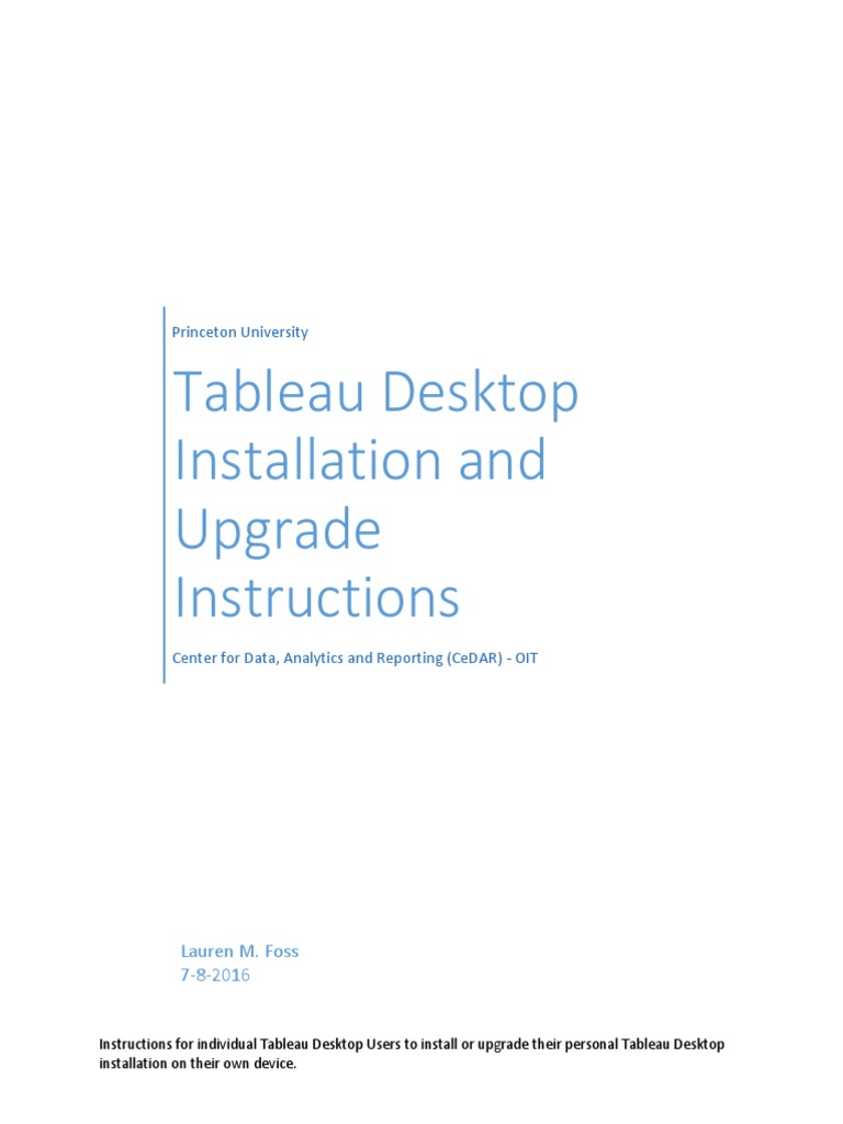 Princeton Tableau Install Guide | PDF | Installation (Computer Programs ...