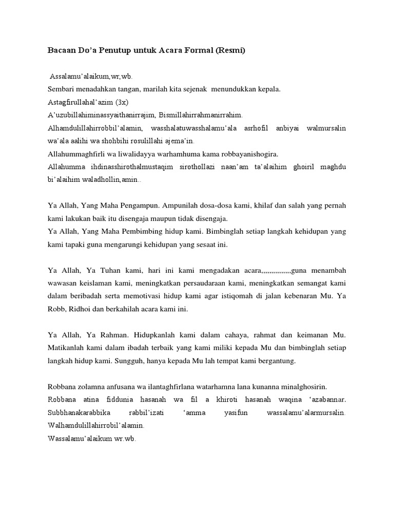 Doa Penutup untuk Acara Formal | PDF