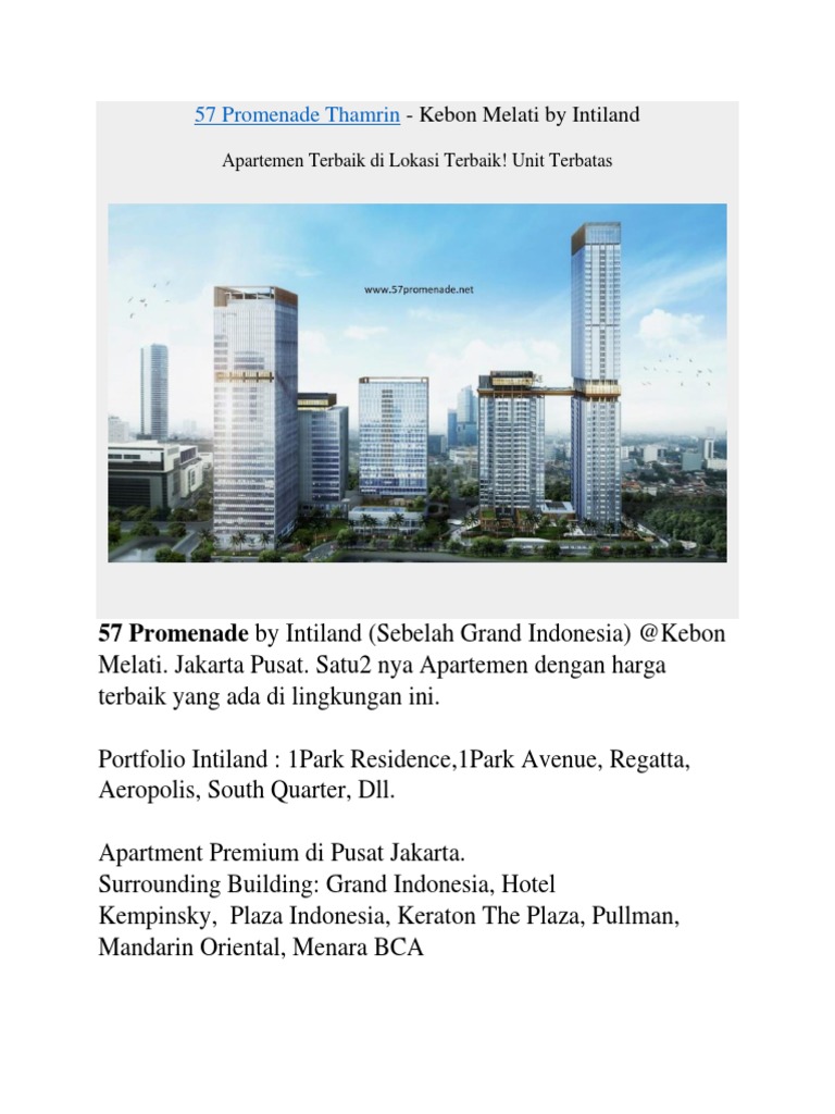 Apartemen Premium 57 Promenade Jakarta | PDF