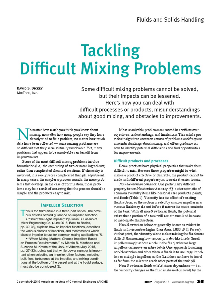 2015-Tackling Difficult Mixing Problems | PDF | Emulsion | Viscosity