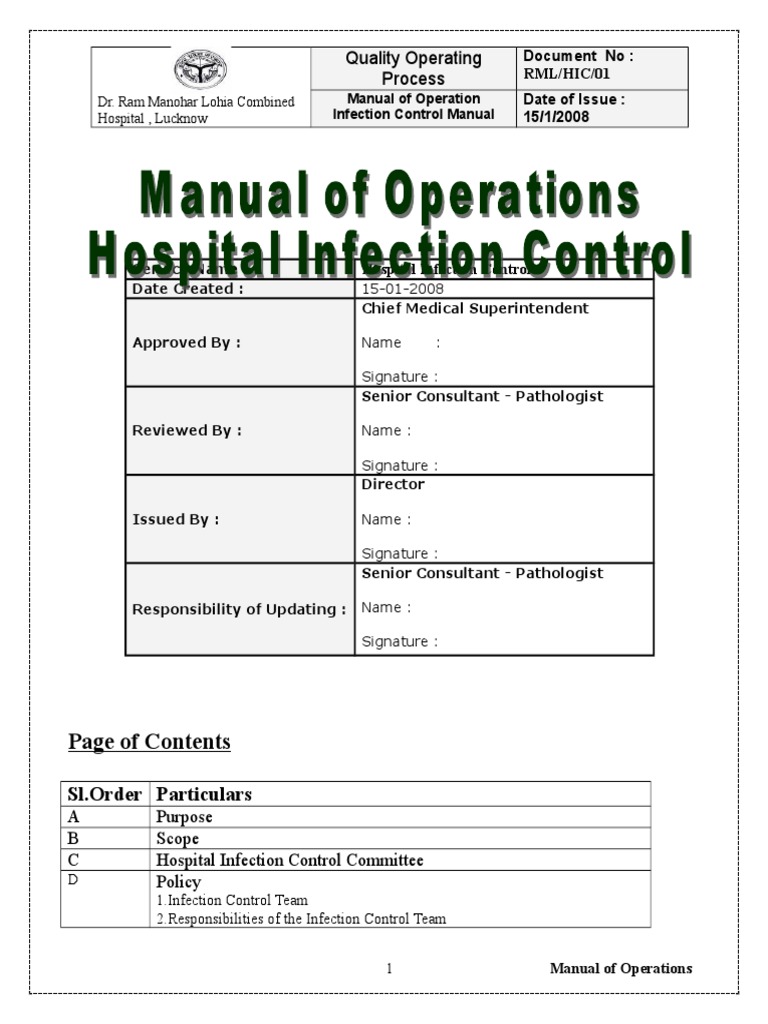 Infection Control Manual for Surgery | PDF | Infection Control ...