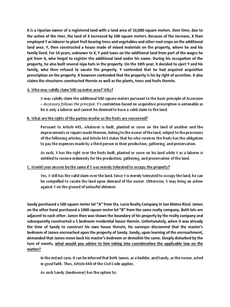 Property Sample Questions | PDF | Renting | Ownership