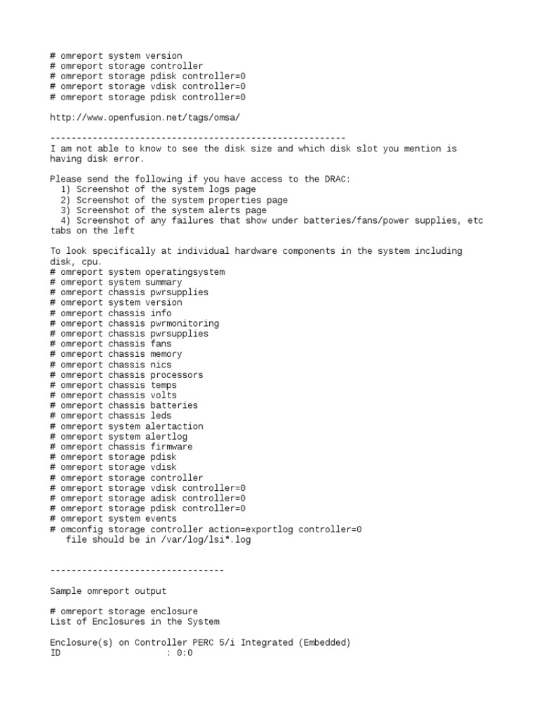 Omreport Triage | Download Free PDF | Computer Data Storage | Disk Storage