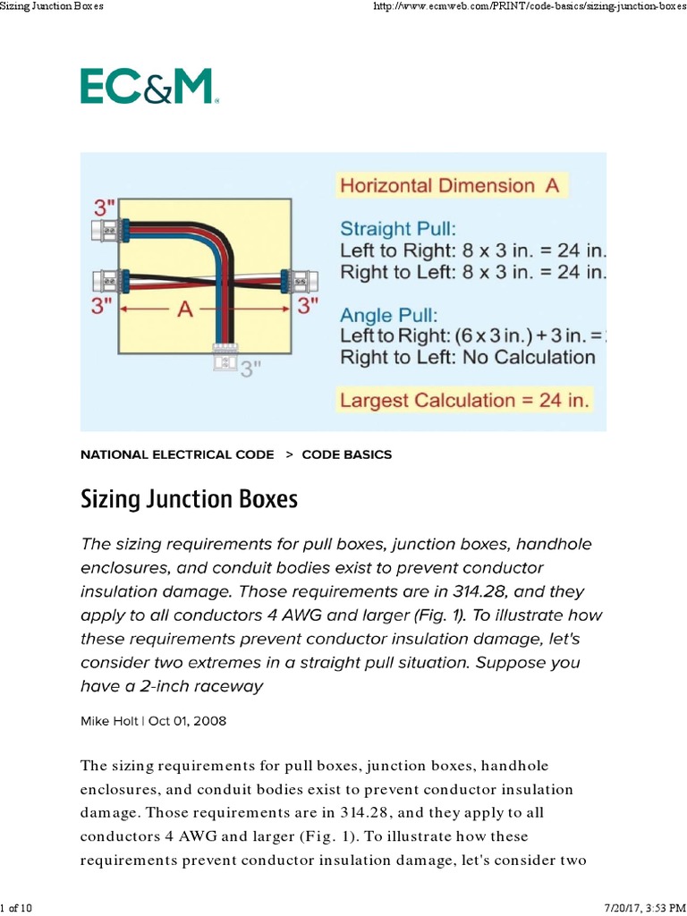 Sizing Junction Boxes | Electrical Conductor | Teaching Mathematics