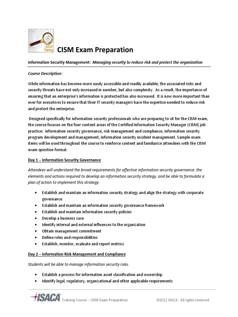 CISM Outline Description | PDF | Incident Management | Information Security