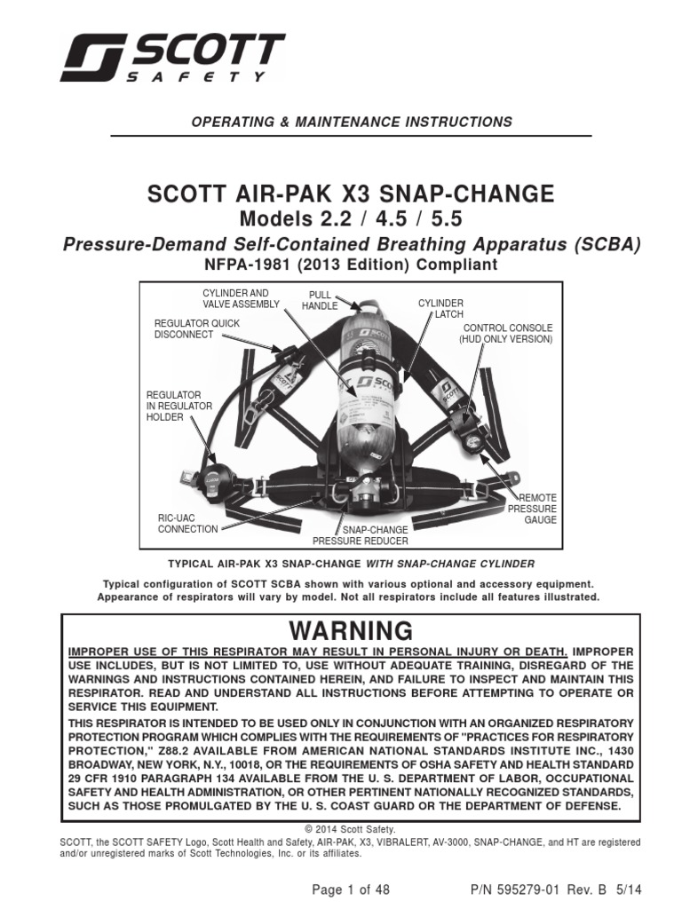 Scott Air-Pak X3 SCBA, 2013 Compliant | PDF | Personal Protective ...