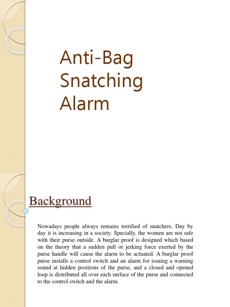 Design and Construction of Anti Bag Snatching Alarm | PDF | Operational ...