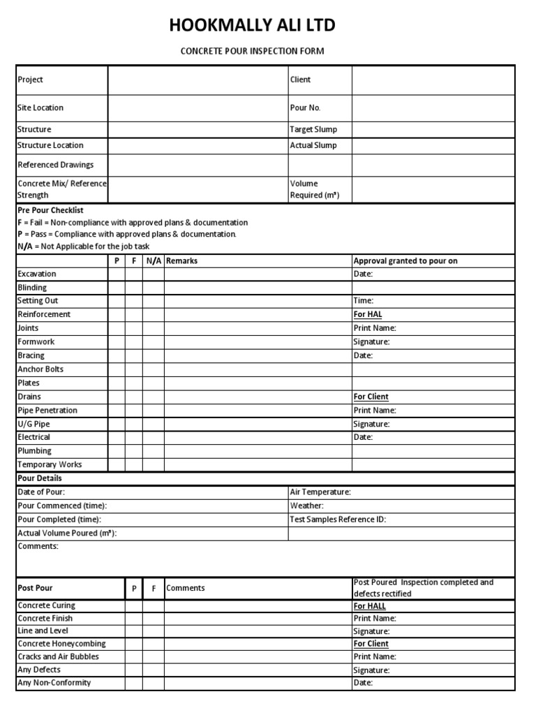 Pour Card | PDF | Concrete | Architectural Design