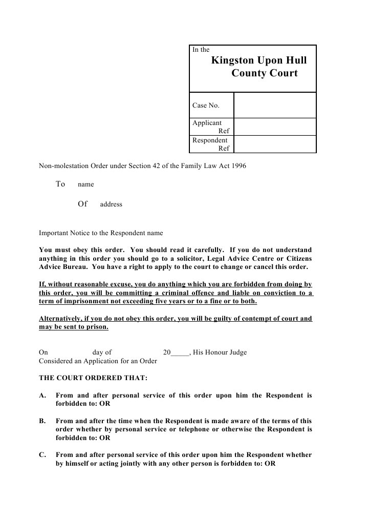 Non Molestation Order | Arrest Warrant | Crimes