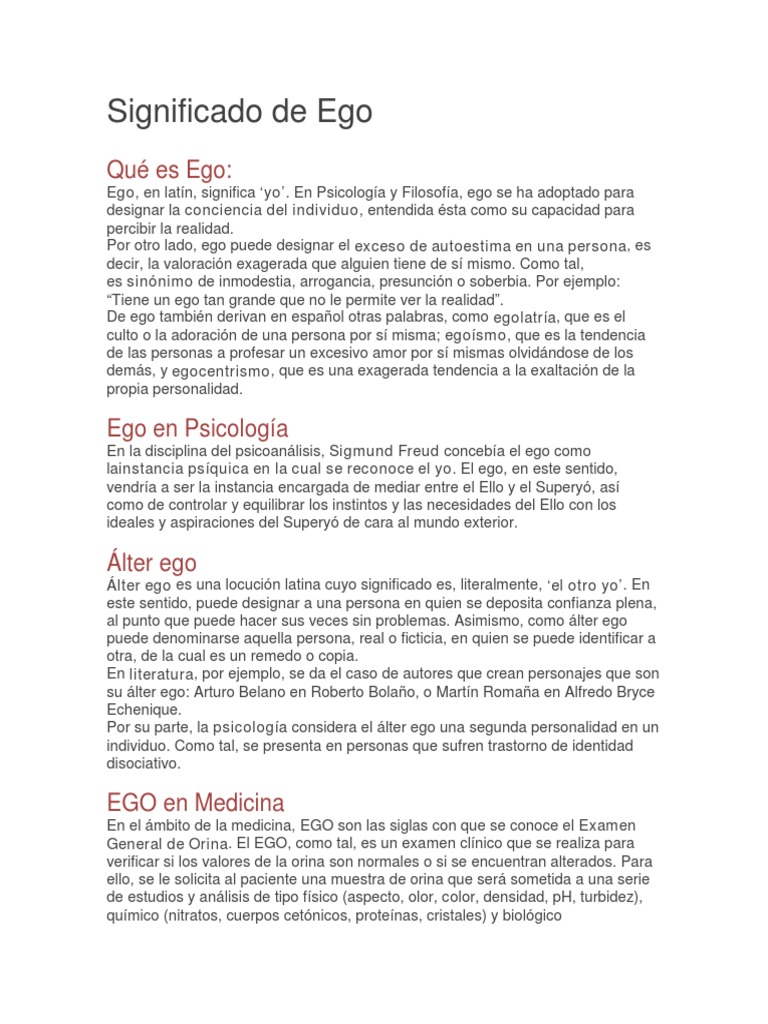 Significado de Ego | PDF | Carné de identidad | Narcisismo