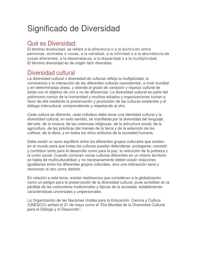 Significado de Diversidad | PDF | Diversidad cultural | Biodiversidad