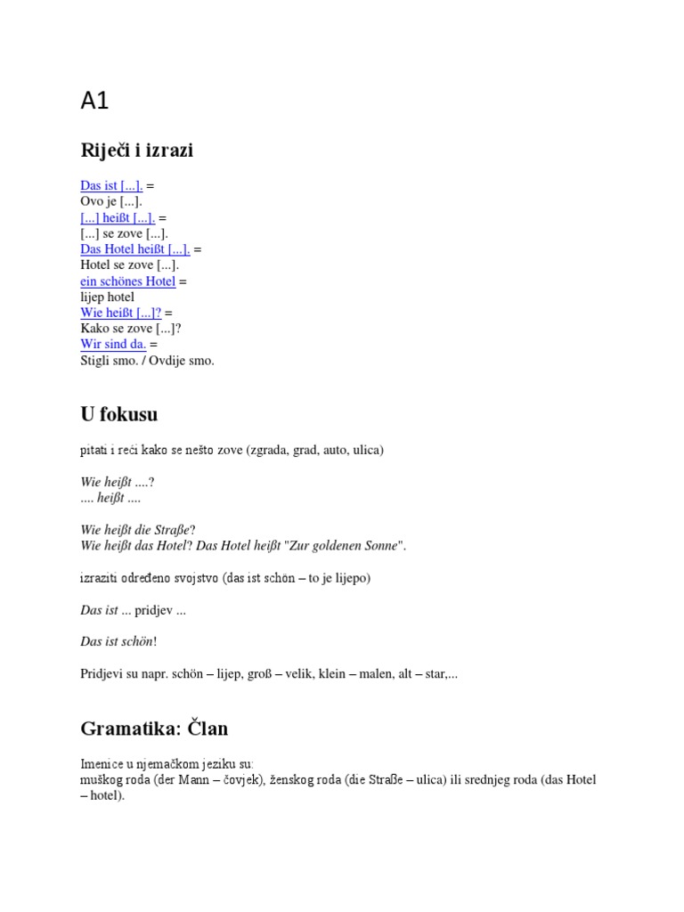 A1 Deutsch - Info PDF | PDF