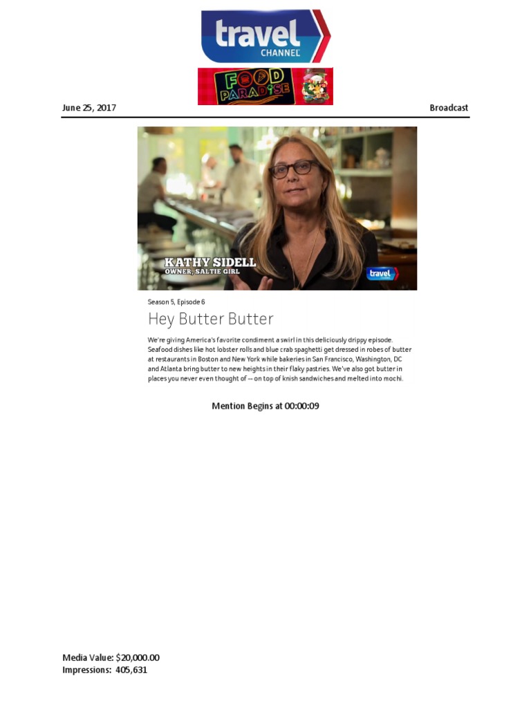 Travel Channel Food Paradise Broadcast 06 25 17 | PDF