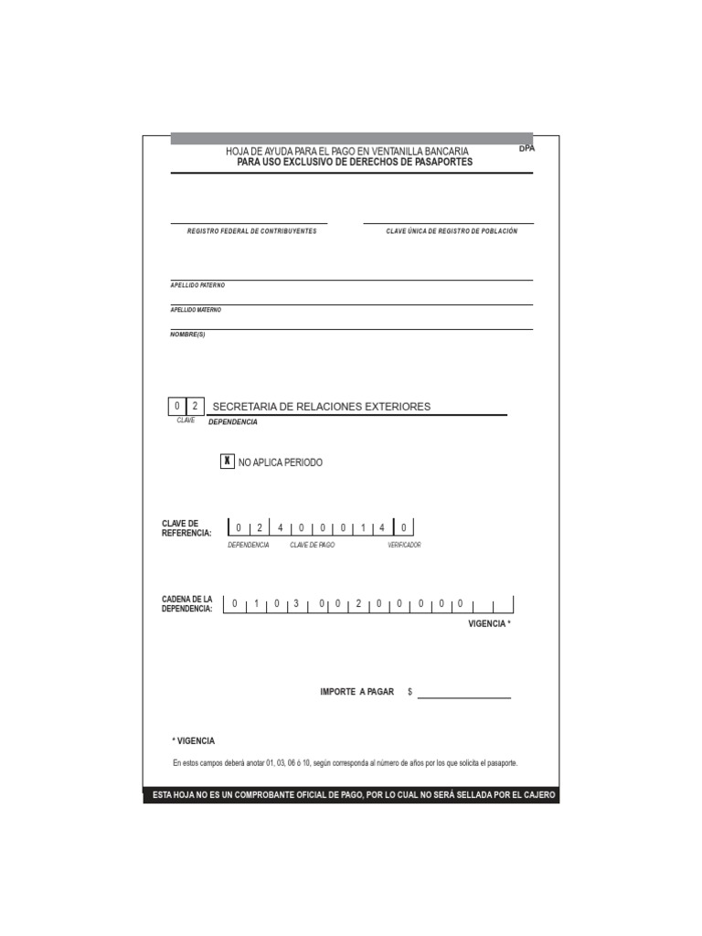 Pago Ventanilla Bancaria Pasaporte | PDF