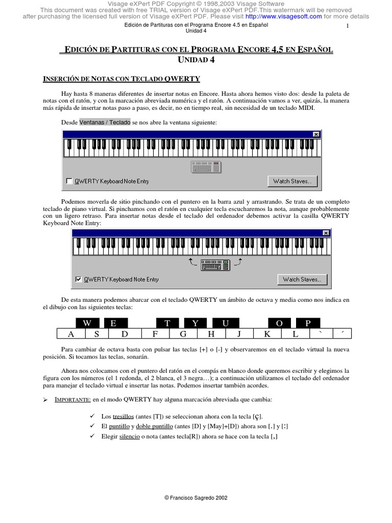 Edición de Partituras Con El Programa Encore 4.5 en Español Unidad 4 ...