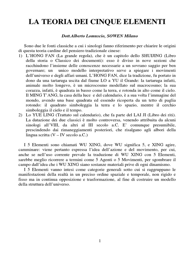 La Teoria Dei Cinque Elementi PDF | PDF