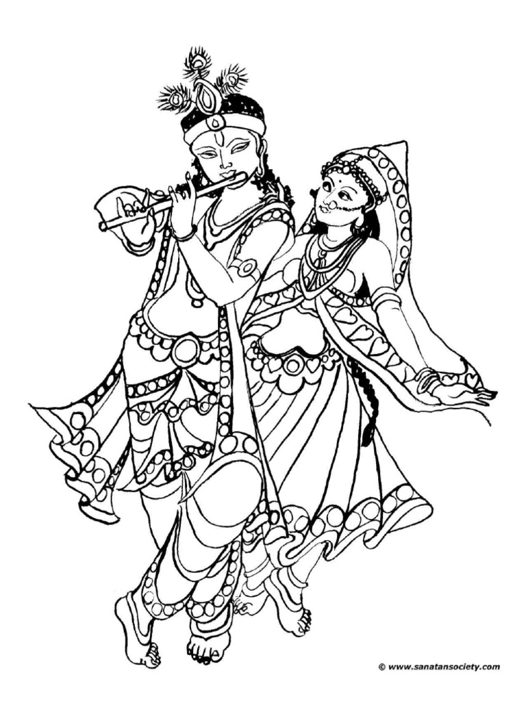 Kid Coloring Page Pages Krishna Radha | PDF