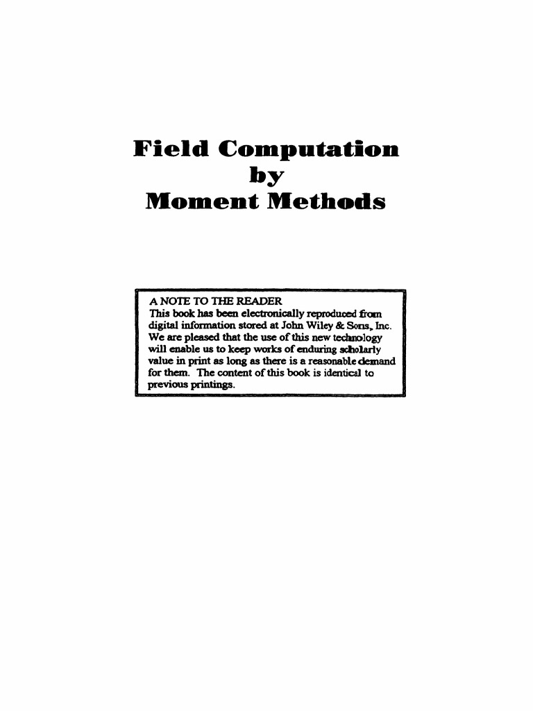 Field Computation By Moment Methods Pdf Boundary Element Method Matrix Mathematics