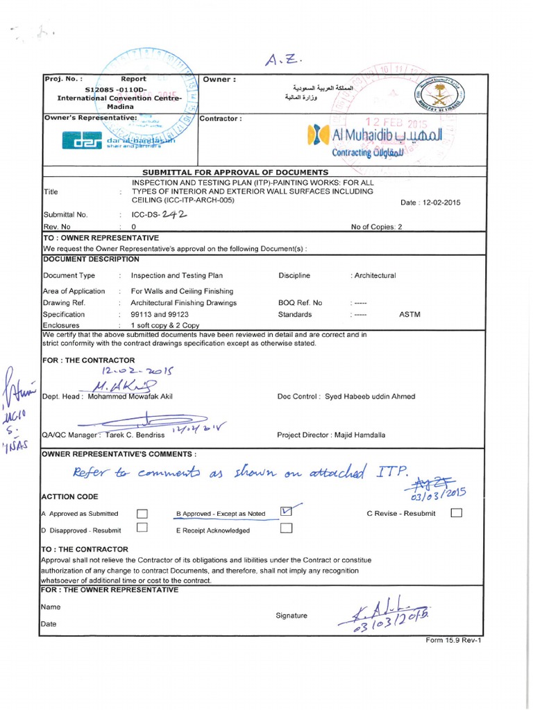 Inspection Test Plan(ITP) Painting Works