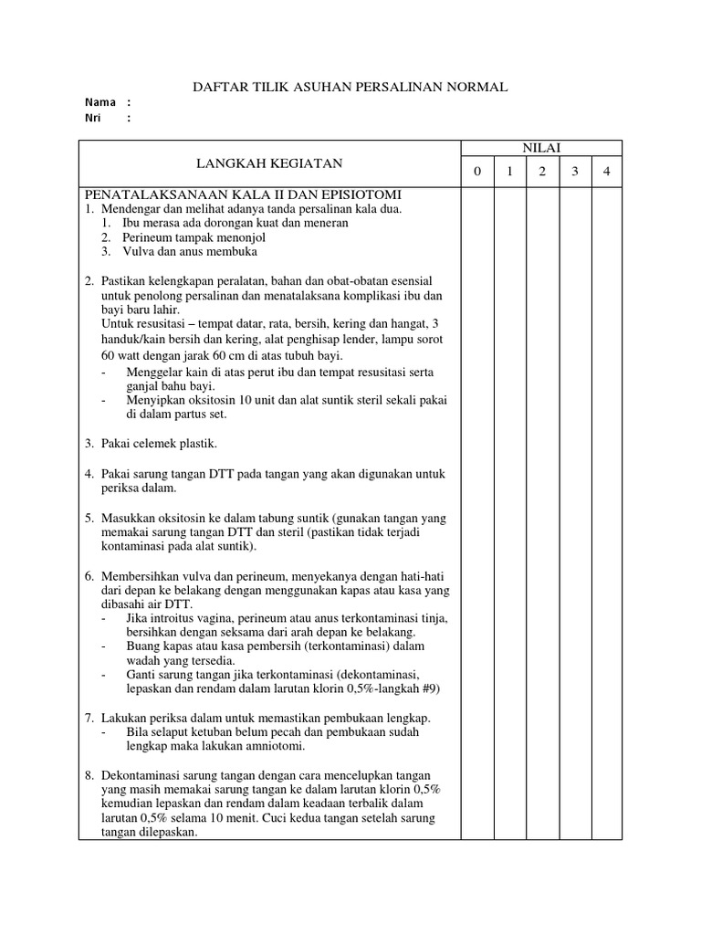 Daftar Tilik OSCE God Bless | PDF