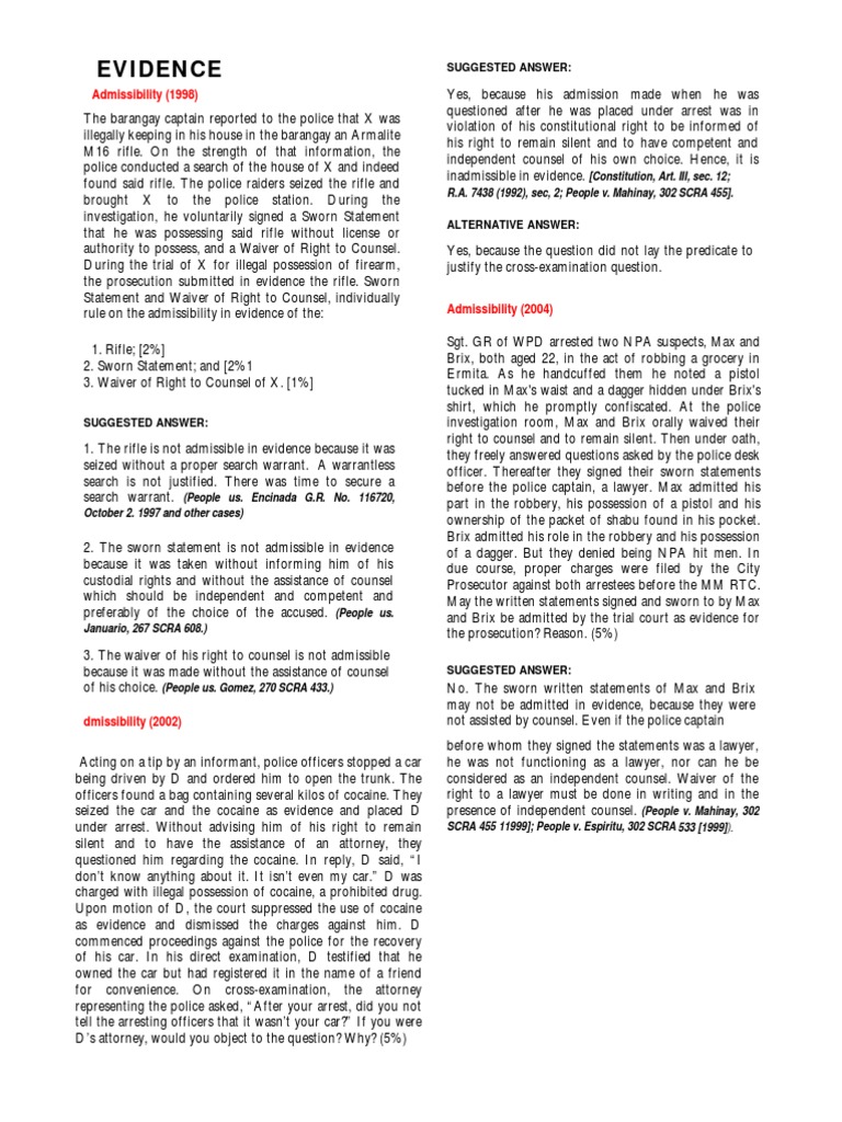 Admissibility of Evidence in Criminal Cases | PDF | Witness | Testimony