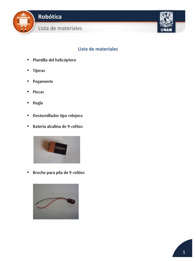 Lista-De-materiales para Realizar Un Robot | PDF