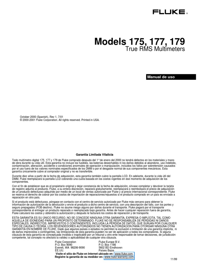 Manual Fluke 179 | PDF | Par termoeléctrico | Diodo