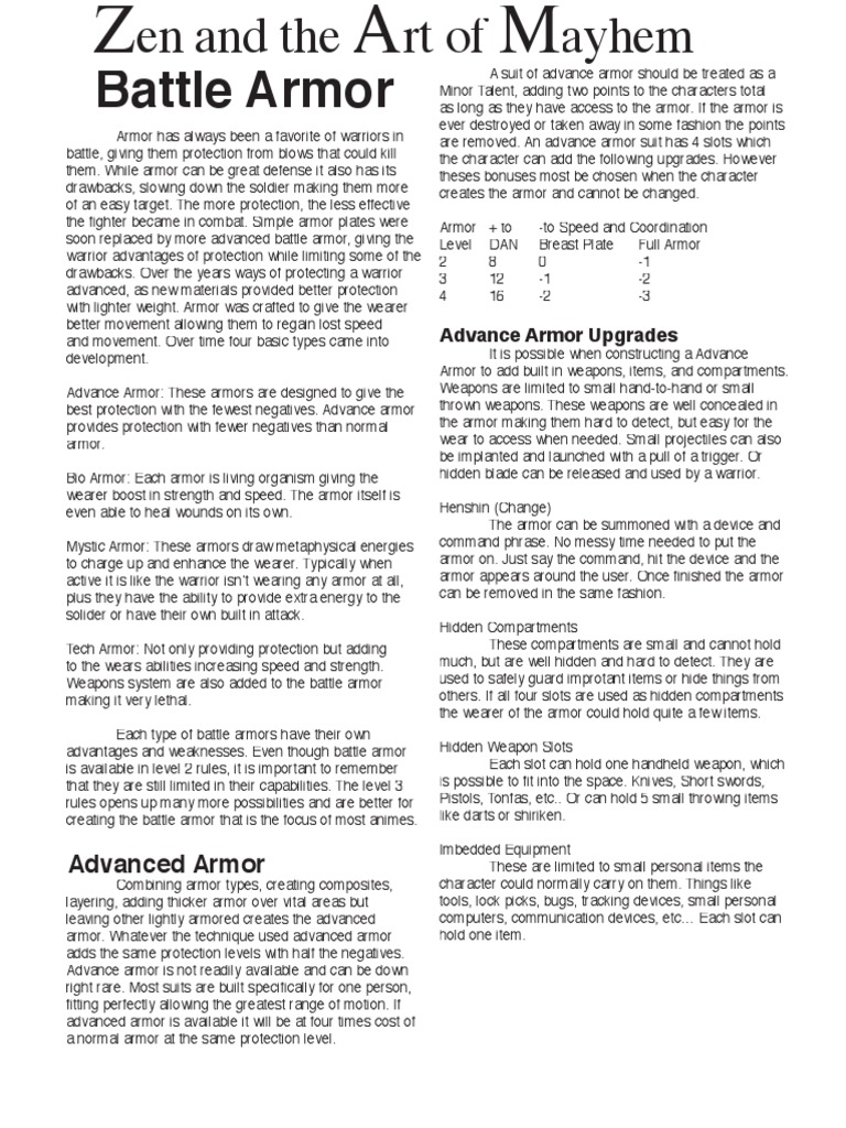 Zen & The Art of Mayhem Battle Armor | PDF | Armour | Missile