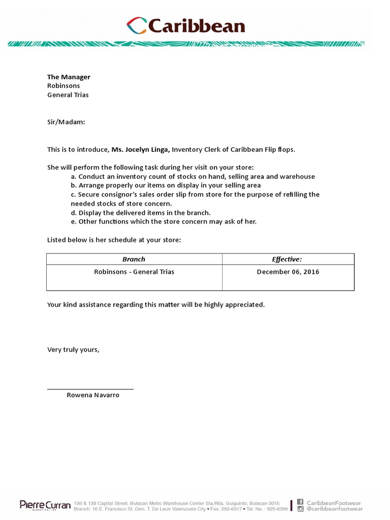 Visit Letter | Supermarket | Inventory