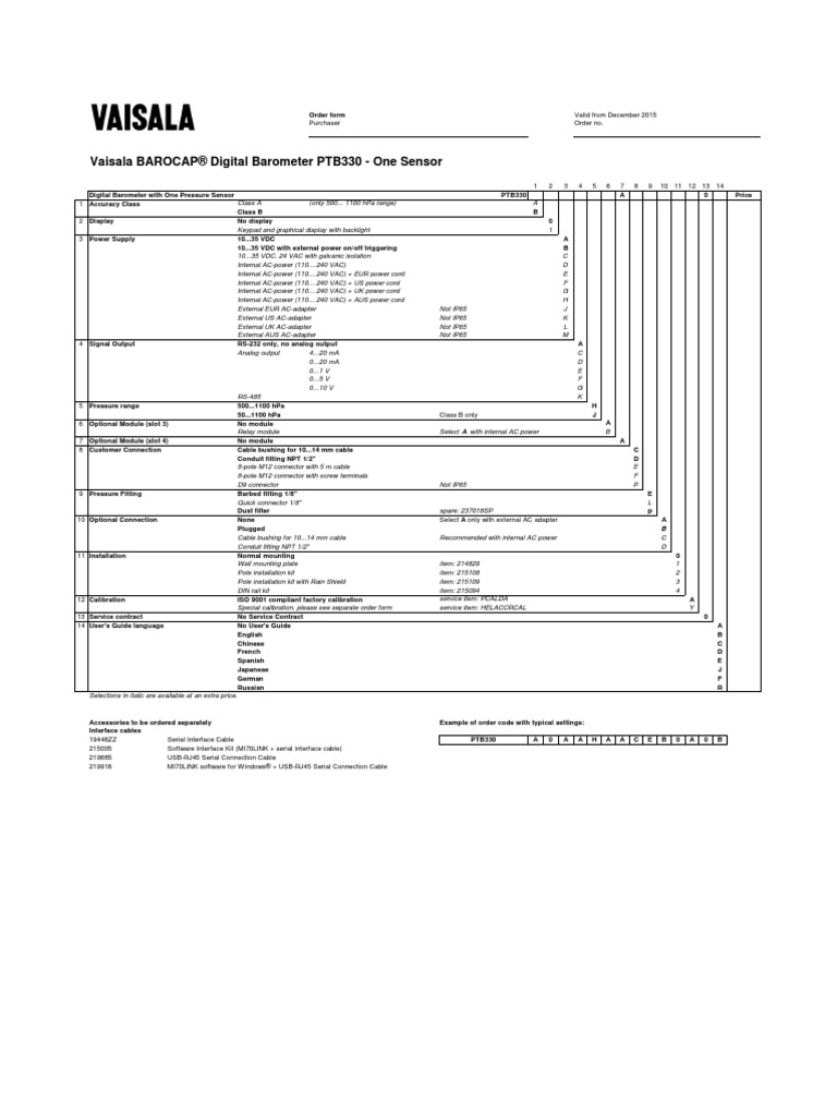 PTB330 Order Form Global | PDF | Electrical Connector | Electrical ...