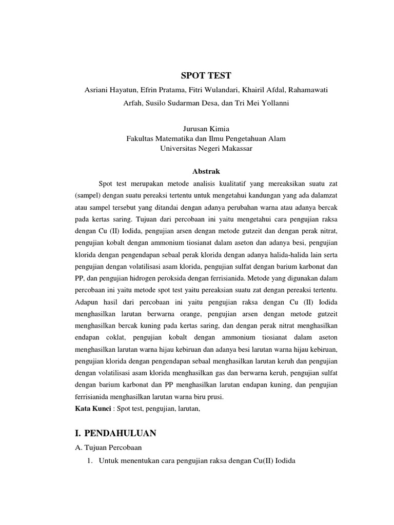 Spot Test | PDF