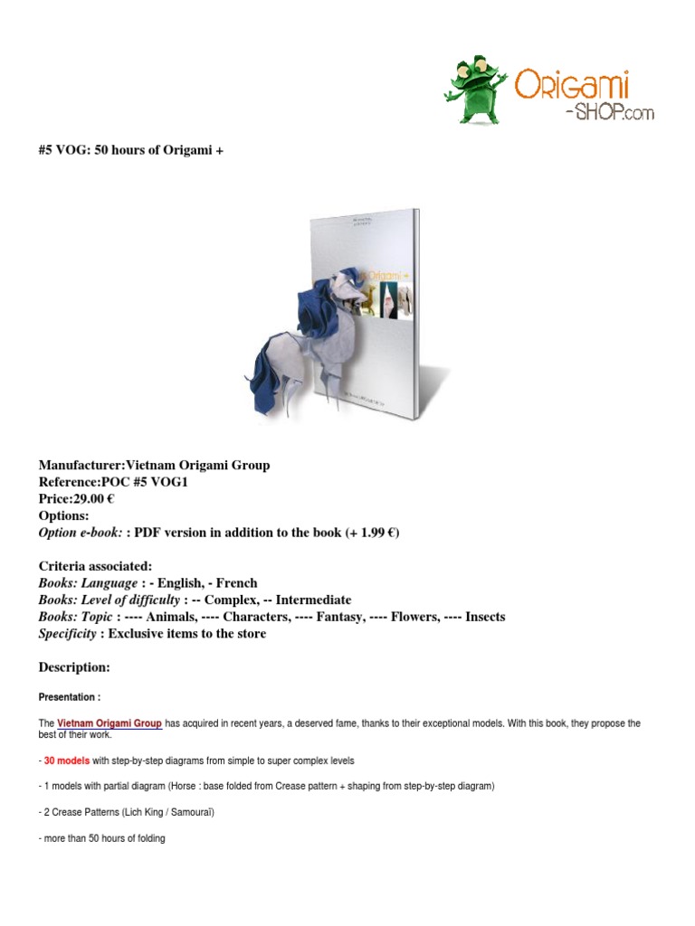 Origami-Shop 5 VOG 50 Hours of Origami | PDF | Vietnam | Violence