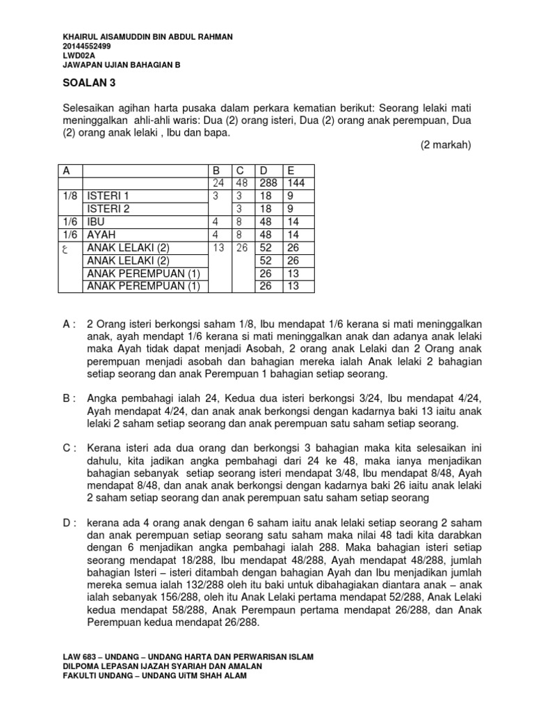 Contoh Soalan Dan Jawapan Kira - Kira Fa | PDF