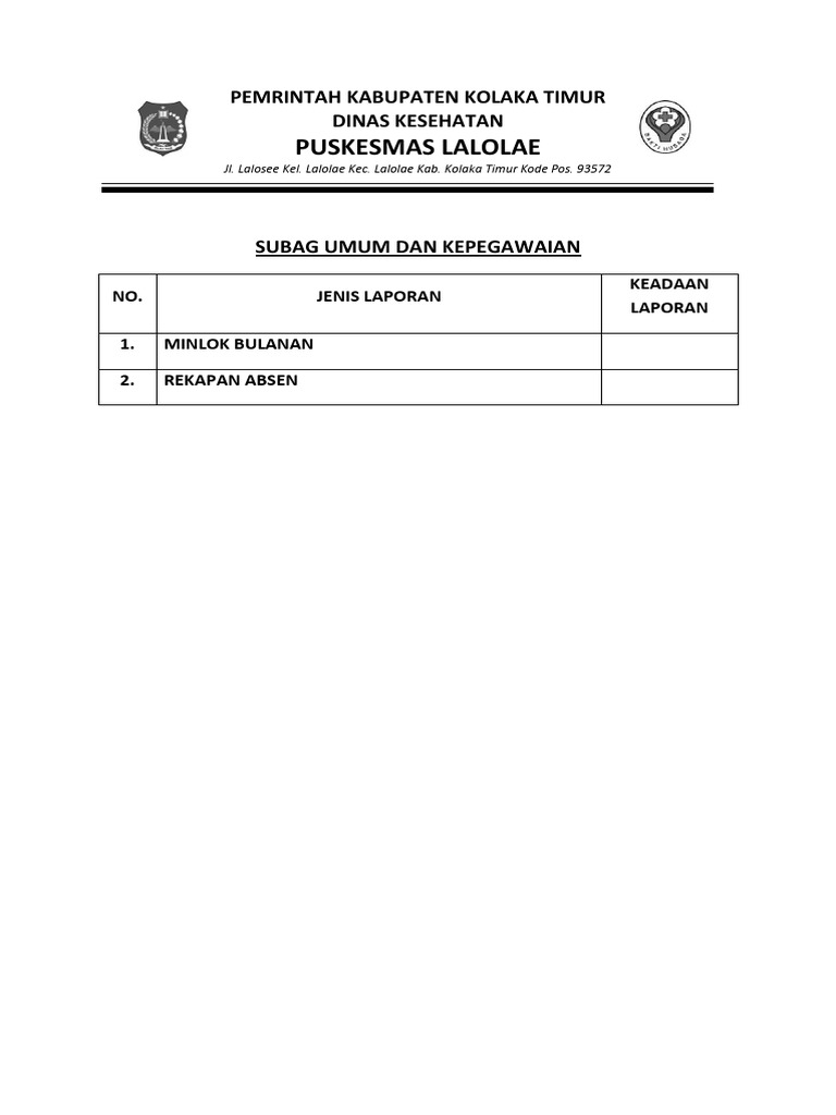 Format Ceklis Laporan Bulanan | PDF | Sains & Matematika
